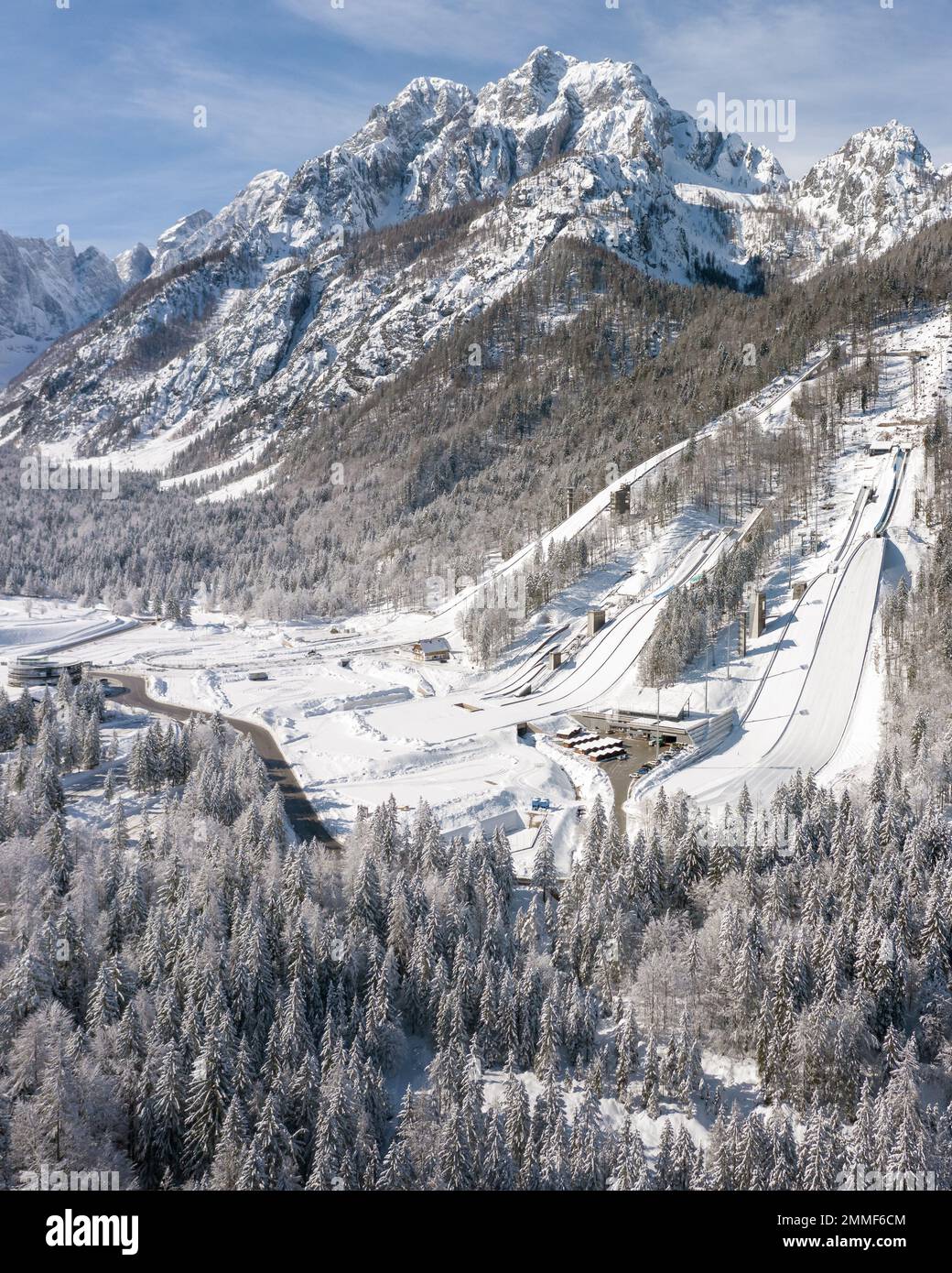 Ski Jump in Planica near Kranjska Gora Slovenia at winter. Aerial ...