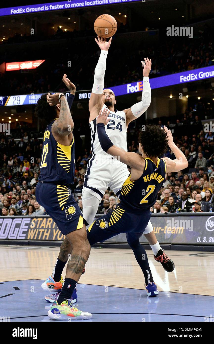 Memphis Grizzlies forward Dillon Brooks (24) shoots against Indiana ...
