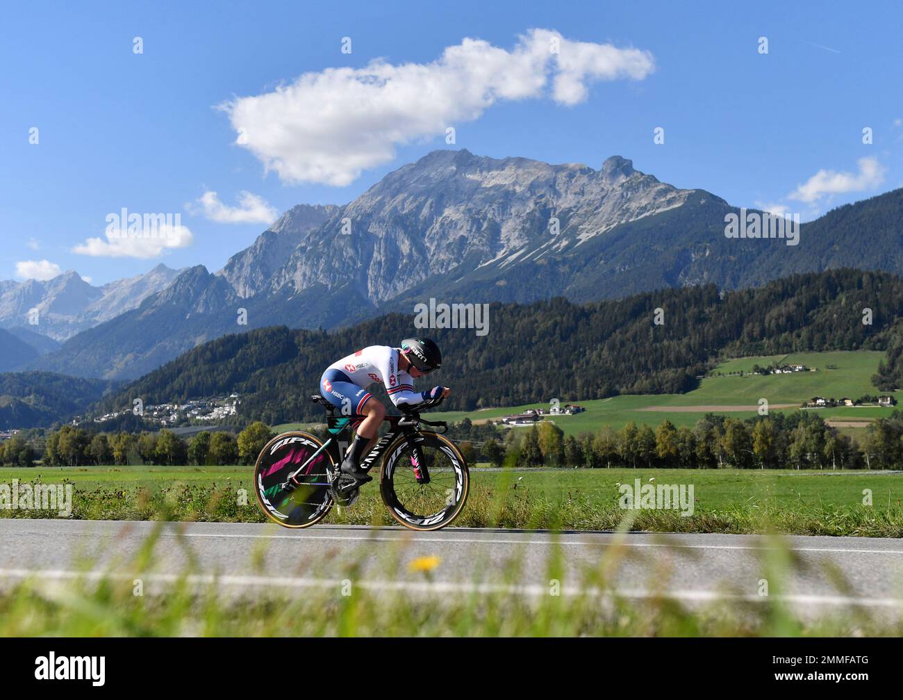 Britain's Alice Barnes competes in the women's individual time trial at ...