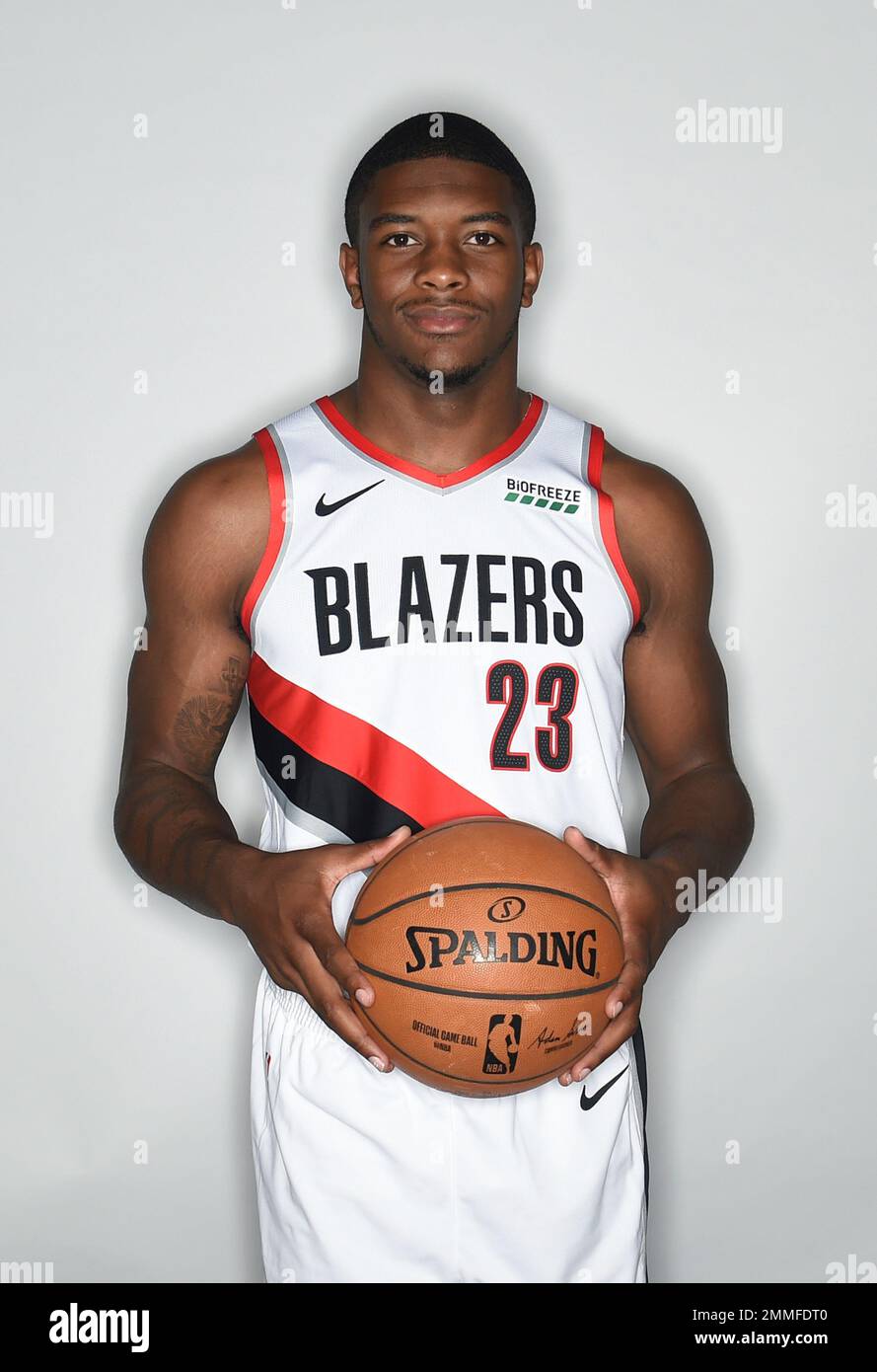 Cam Oliver of the Portland Trail Blazers poses for a photo during media ...
