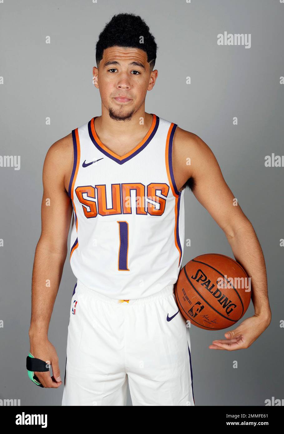 Phoenix Suns' Devin Booker poses for a photograph during media day at ...
