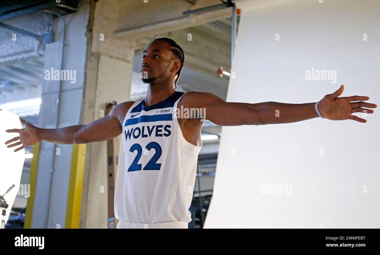 Minnesota Timberwolves' Andrew Wiggins poses for a photograph during ...