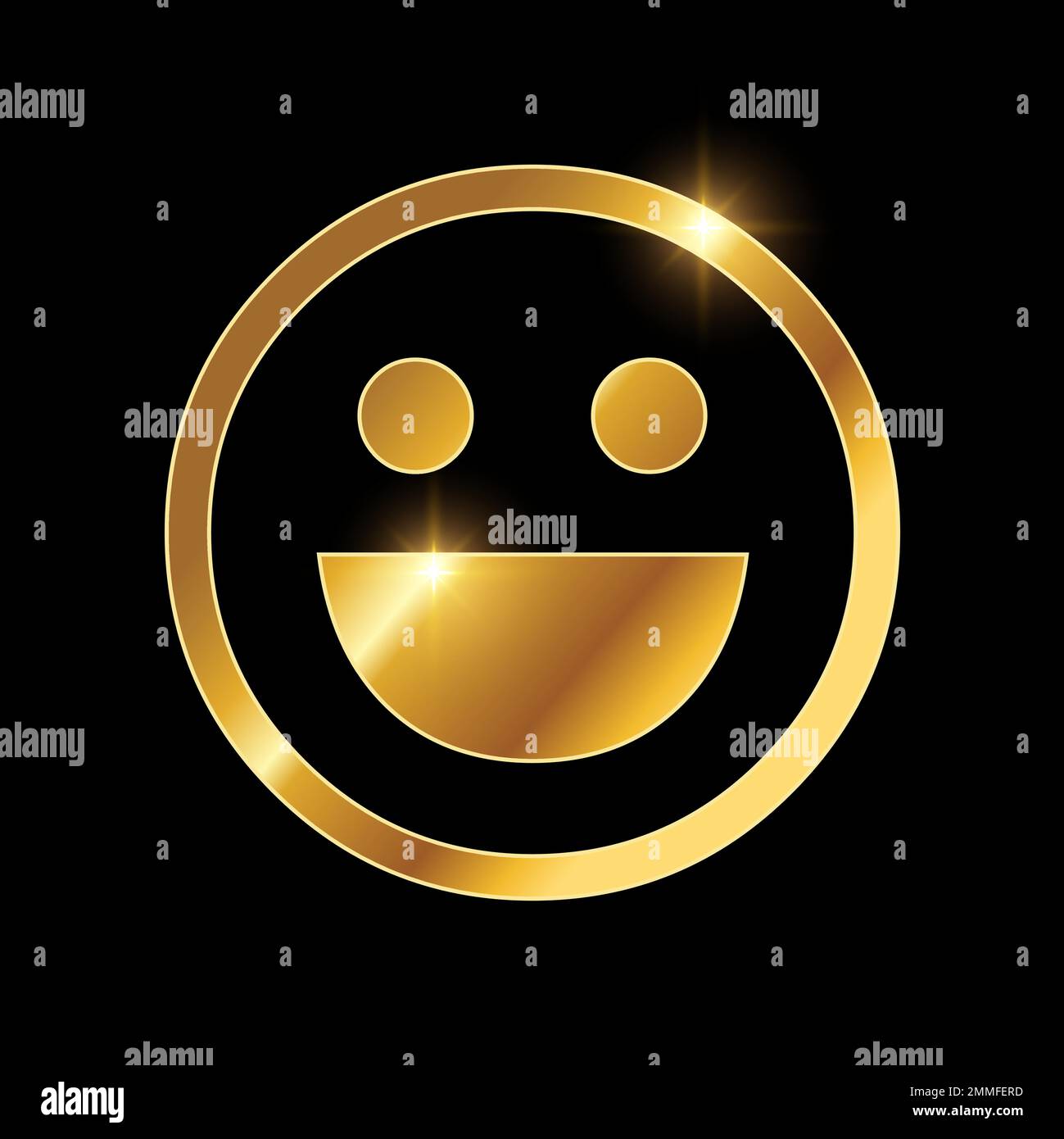 Golden Luxury Emoticon Vector Sign illustration in black background ...