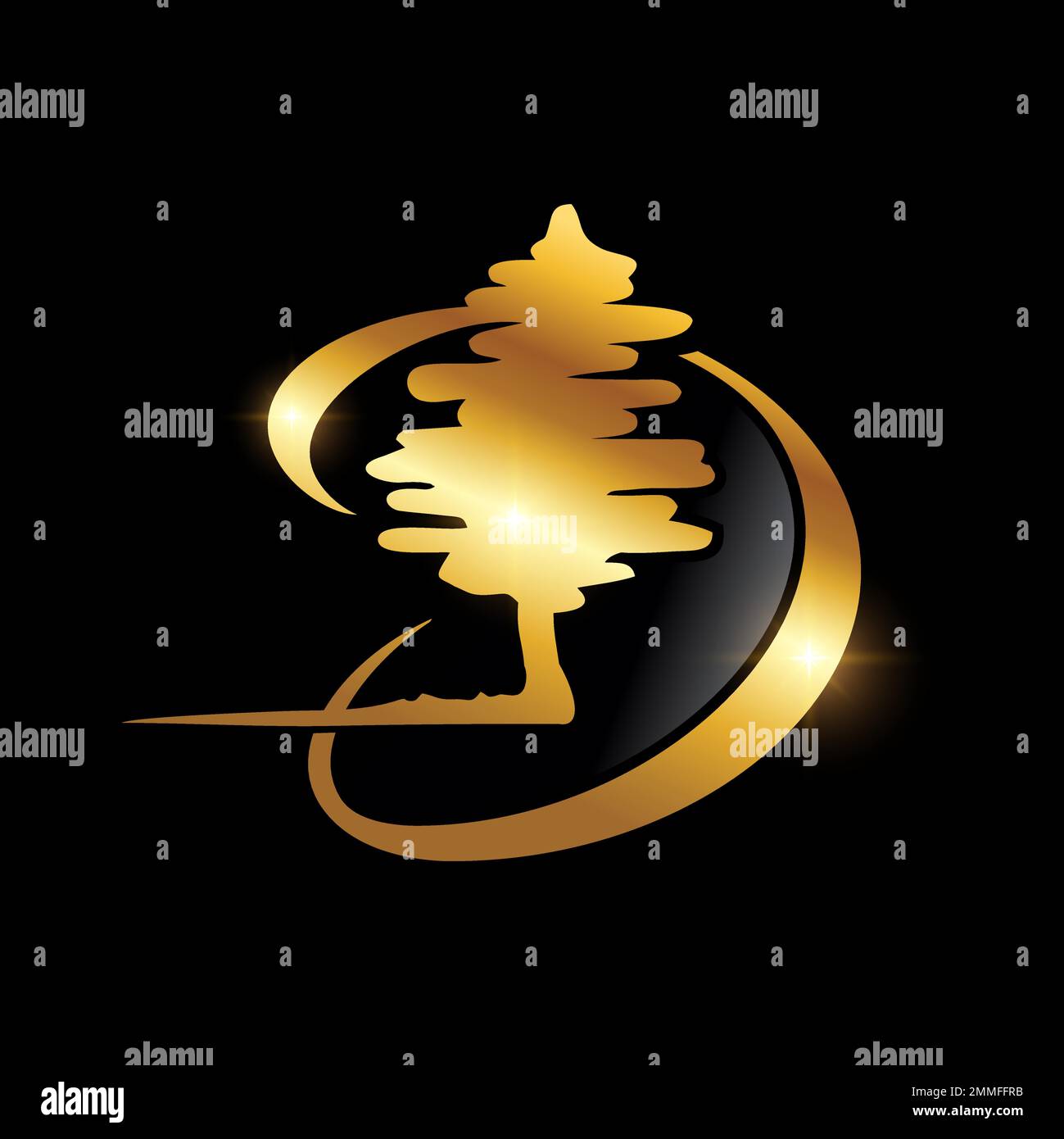 An Isolated vector Illustration of Golden Luxury Tree Vector Icon in ...