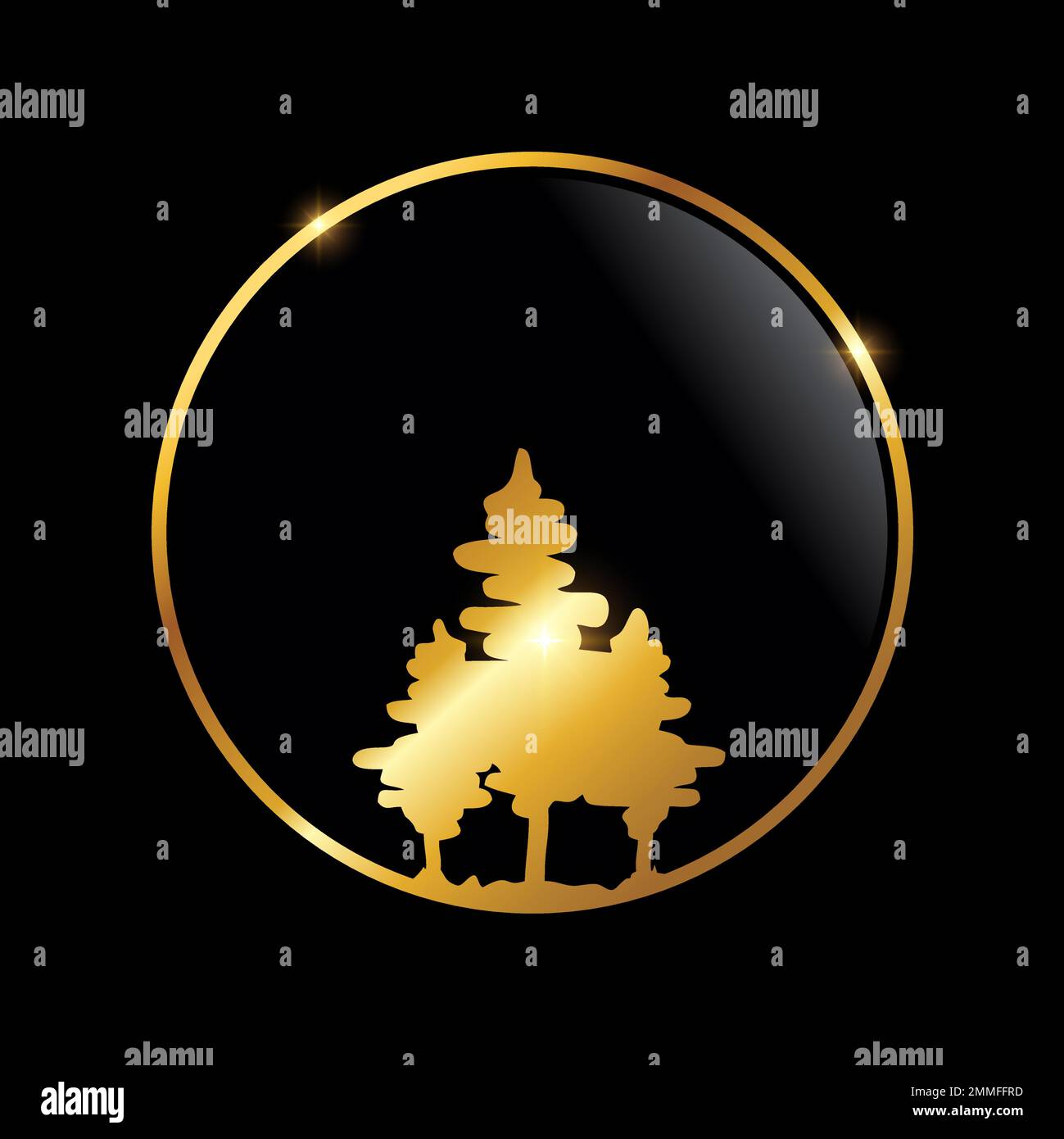 An Isolated vector Illustration of Golden Luxury Tree Vector Icon in ...