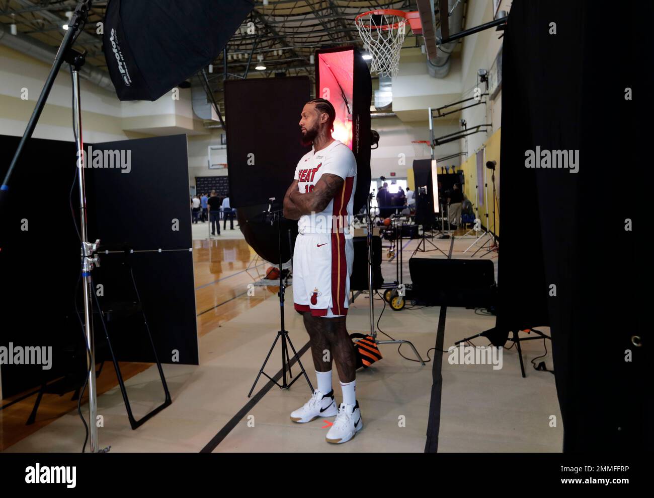 Miami Heat forward James Johnson poses for a photograph during media ...