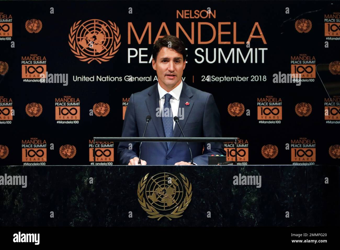 Prime Minister of Canada Justin Trudeau addresses the Nelson Mandela ...