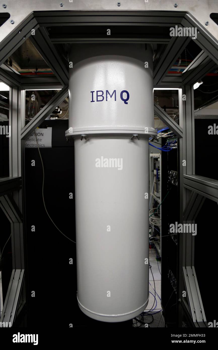 This Feb. 27, 2018, photo shows a quantum computer, encased in a ...