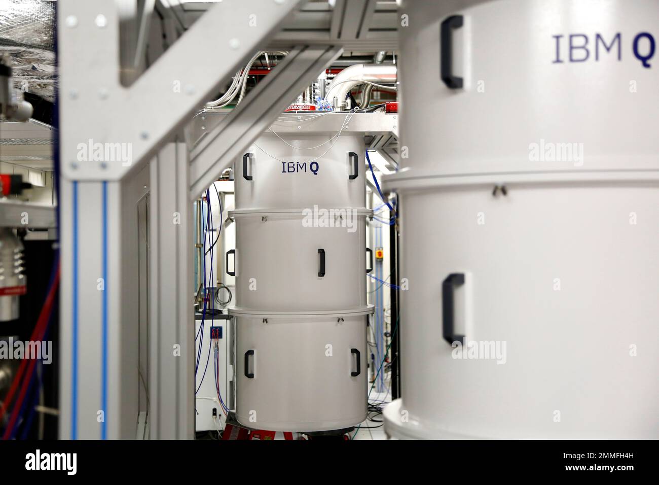 This Feb. 27, 2018, photo shows a quantum computer, encased in a ...