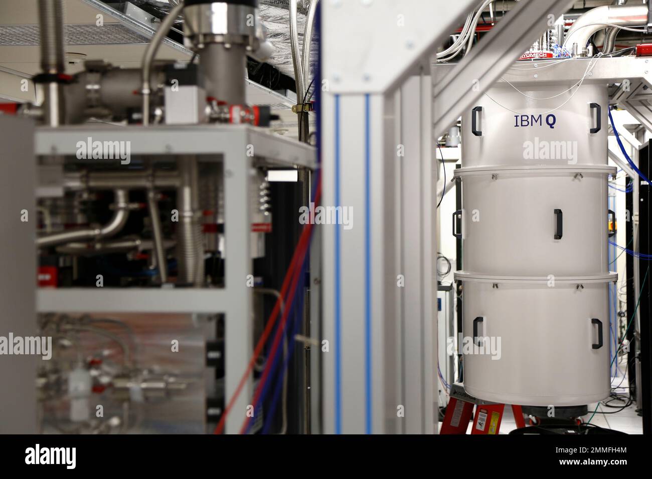 This Feb. 27, 2018, photo shows a quantum computer, encased in a ...