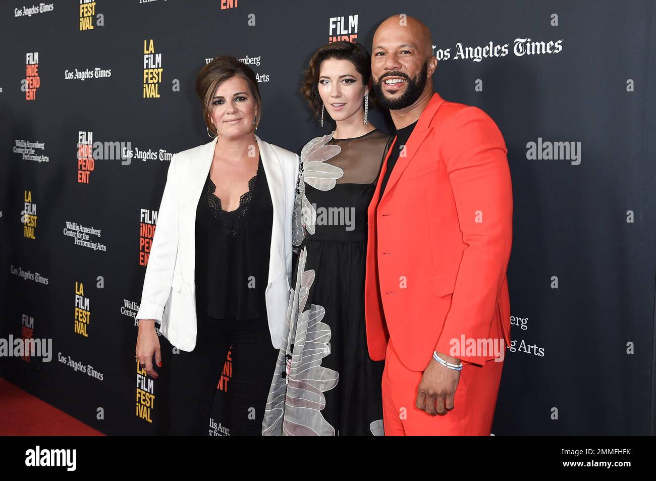 Eva Vives, from left, Mary Elizabeth Winstead and Common attend a screening of "All About Nina ...