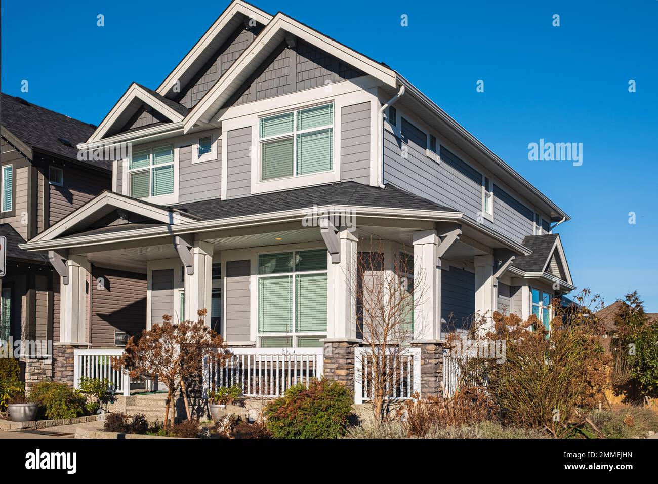 Real Estate Exterior Front House. Big custom made luxury house with ...