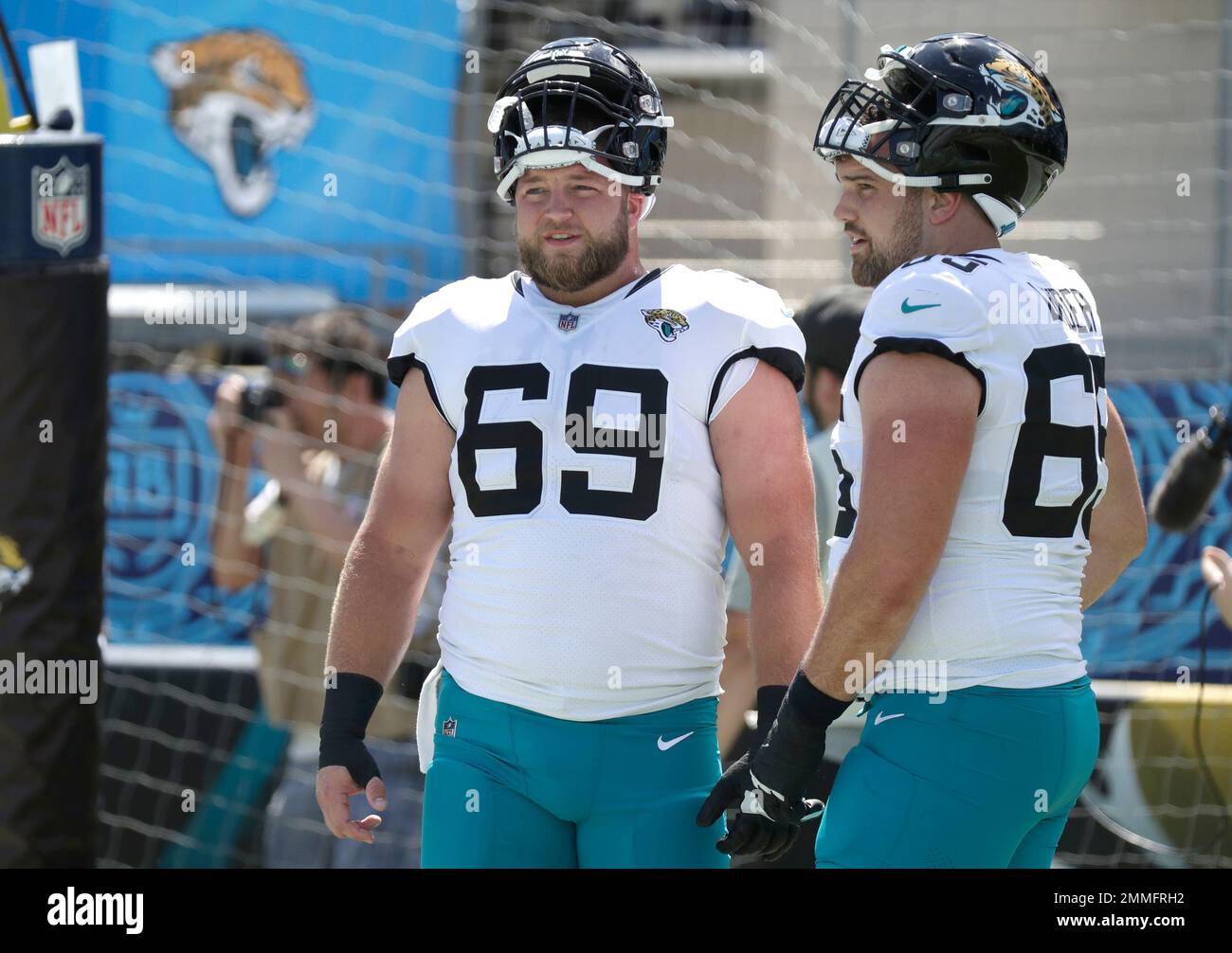 Jacksonville Jaguars center Tyler Shatley (69) and center Brandon ...