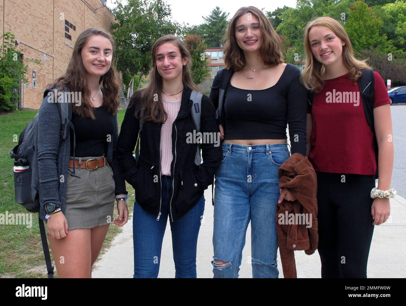 In this Sept. 20, 2018 photo, BHS Register editors, from left, Julia ...