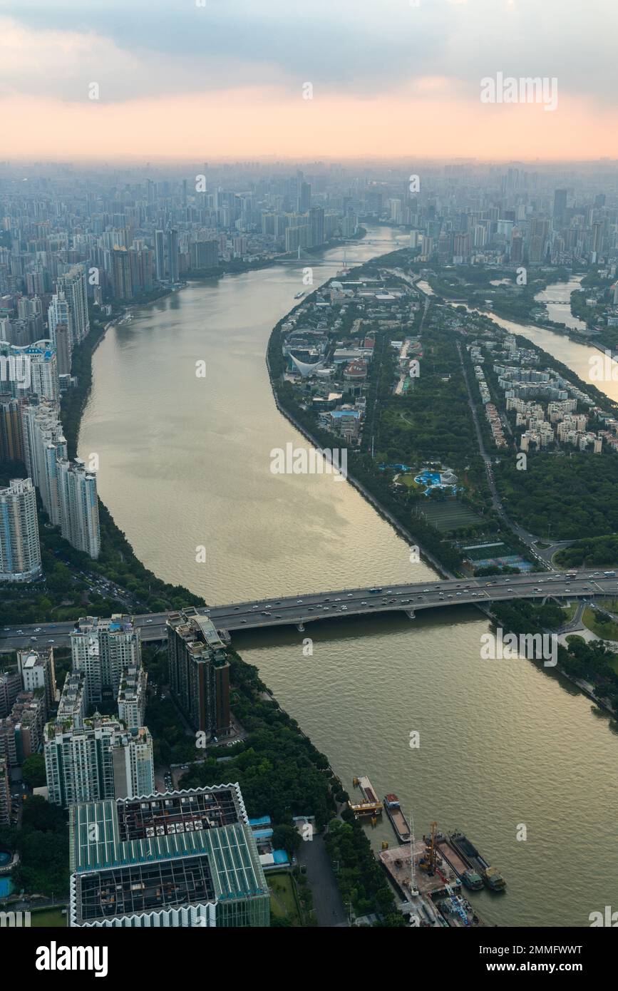 Overlooking the panoramic view of guangzhou city Stock Photo - Alamy