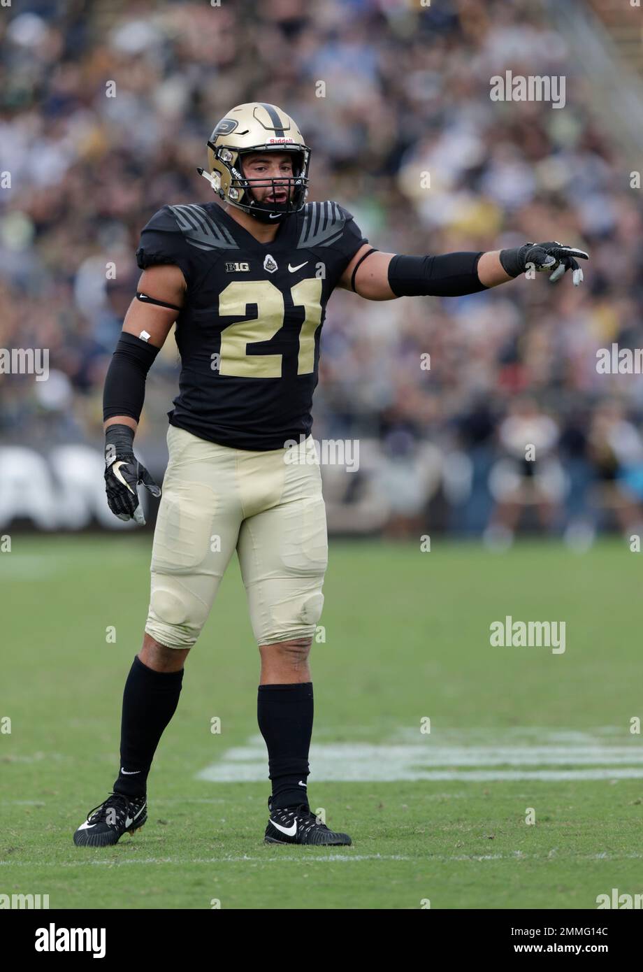 Purdue linebacker Markus Bailey (21) lines up against Boston College ...