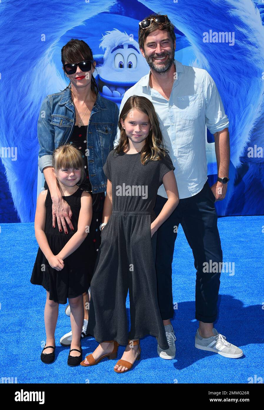 Katie Aselton, from background left, Mark Duplass, and their children ...