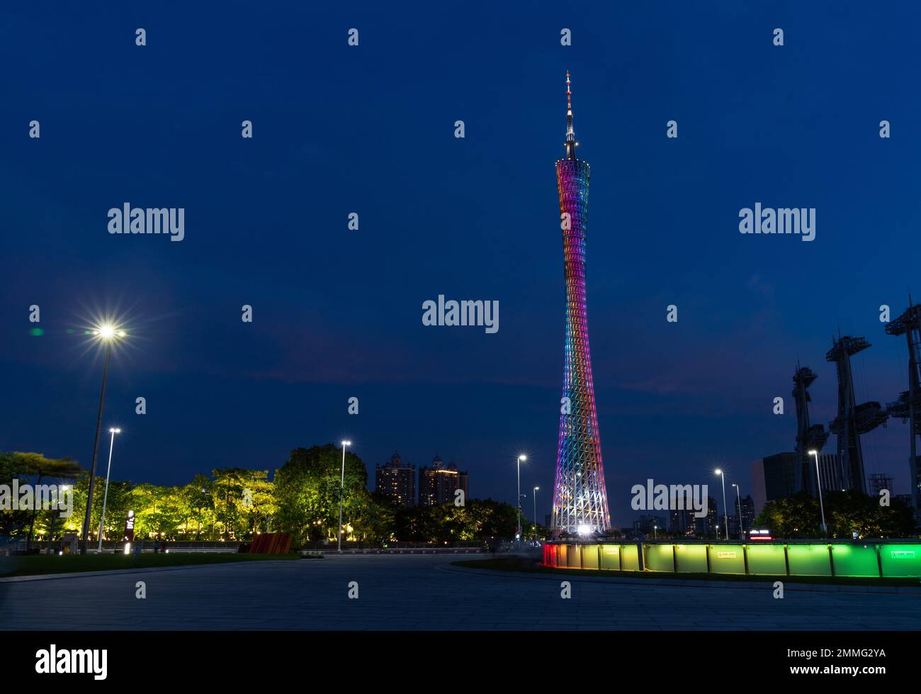 Guangzhou tower at night Stock Photo - Alamy