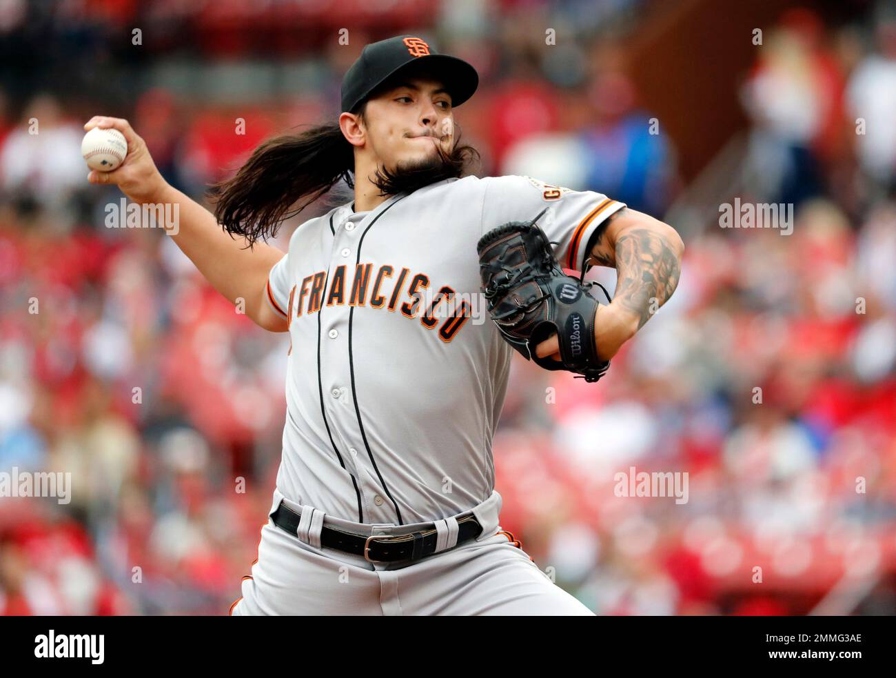 San Francisco Giants starting pitcher Dereck Rodriguez throws during ...