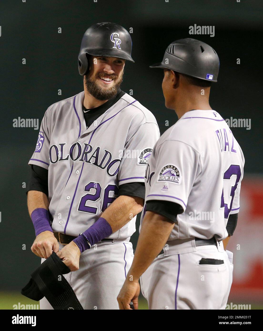 Colorado Rockies left fielder David Dahl (26) in the first inning ...