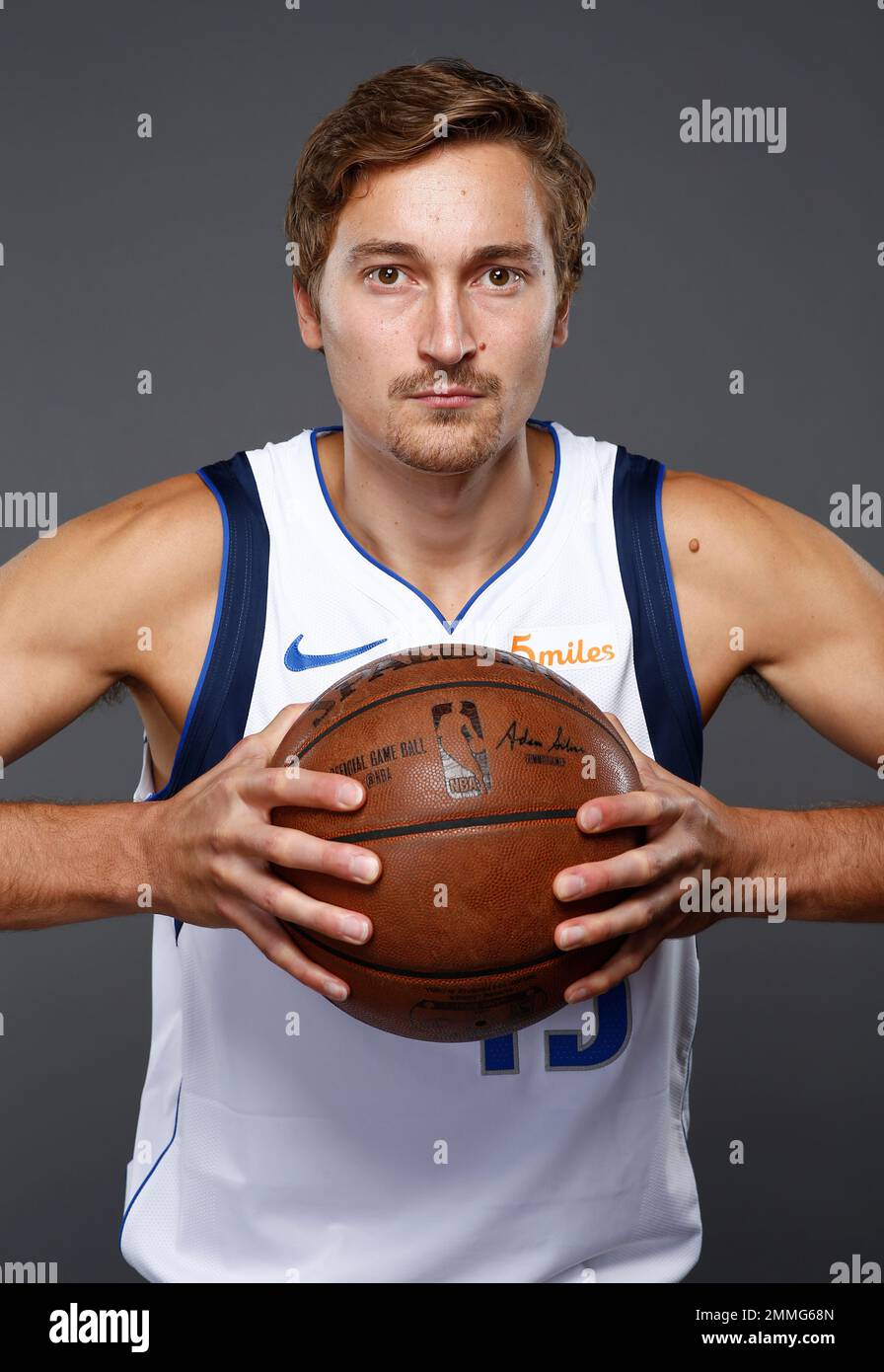 Dallas Mavericks guard Ryan Broekhoff (45), of Australia, poses for a ...