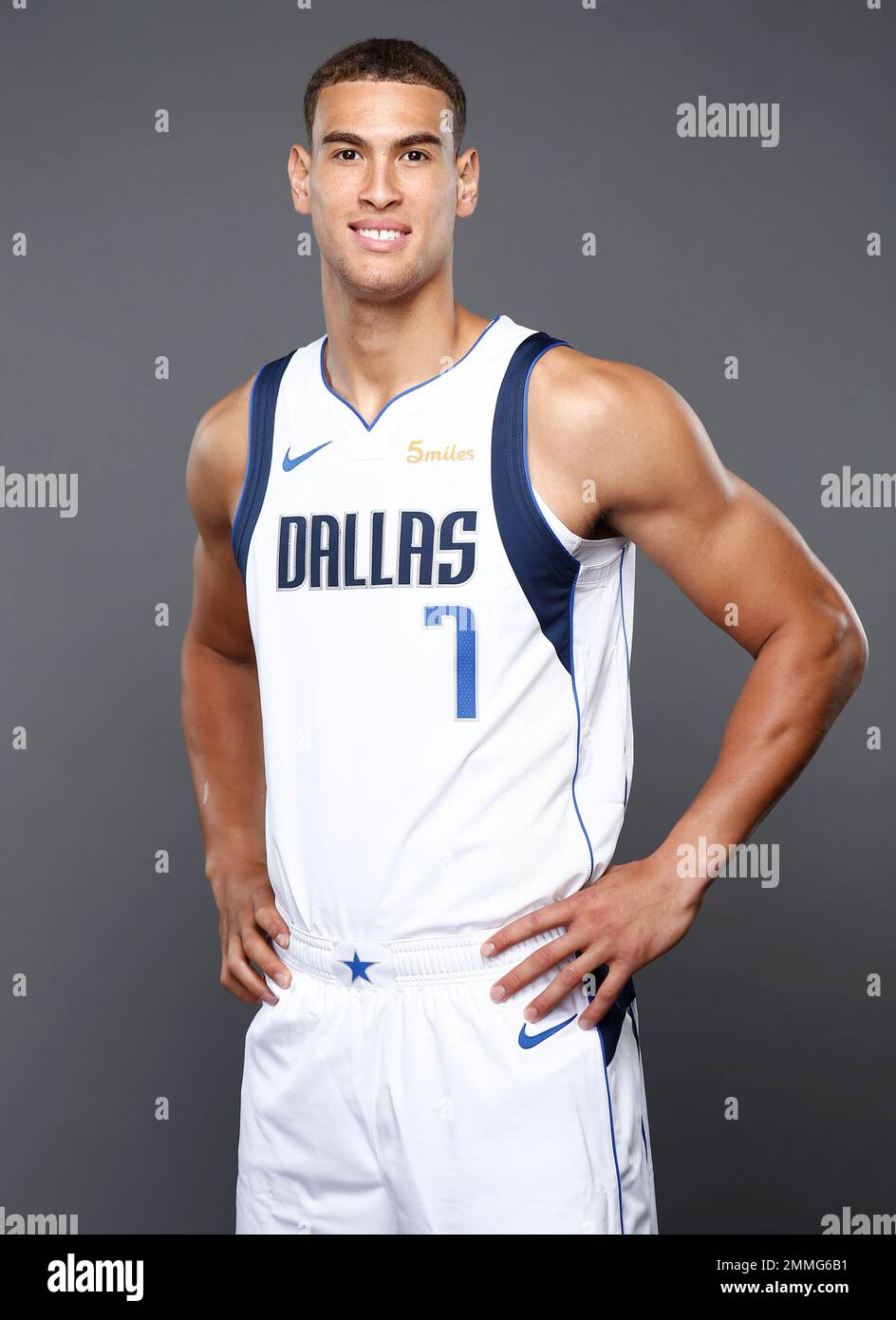 Dallas Mavericks center Dwight Powell (7), of Canada, poses for a photo ...