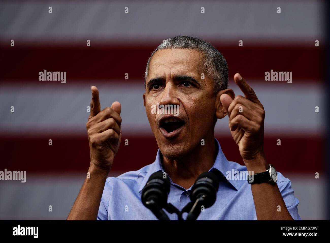 Former President Barack Obama speaks as he campaigns in support of ...