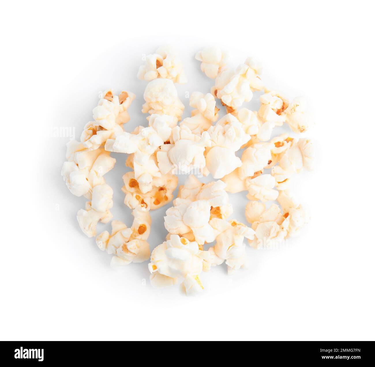 Tasty fresh pop corn isolated on white, top view Stock Photo - Alamy