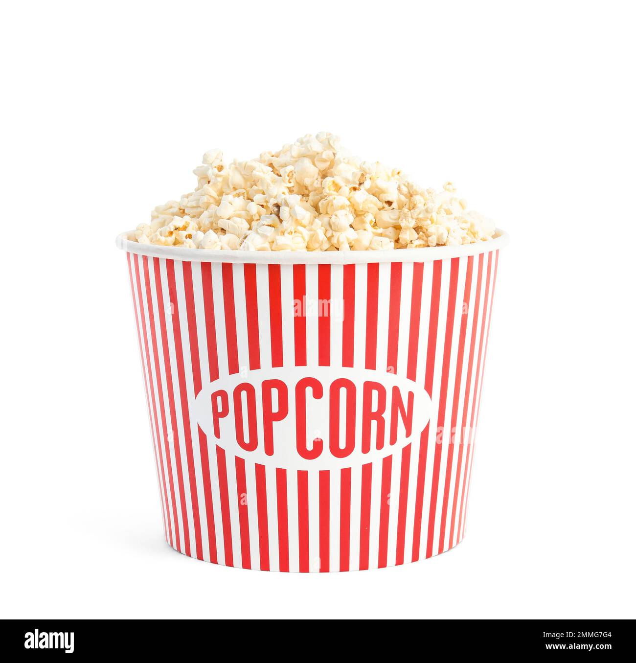 Bucket of tasty pop corn isolated on white Stock Photo - Alamy