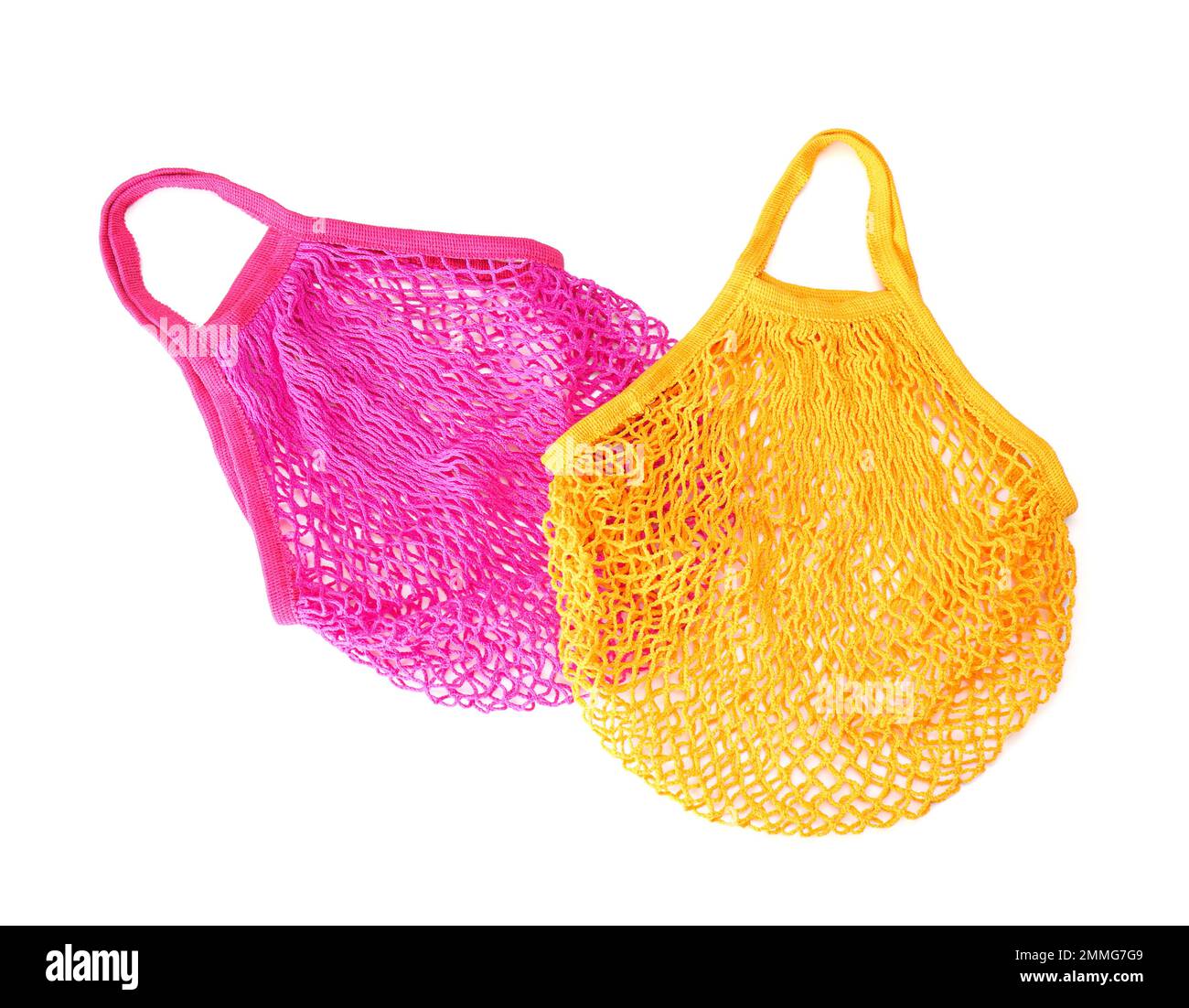 Net bags isolated on white, top view Stock Photo - Alamy