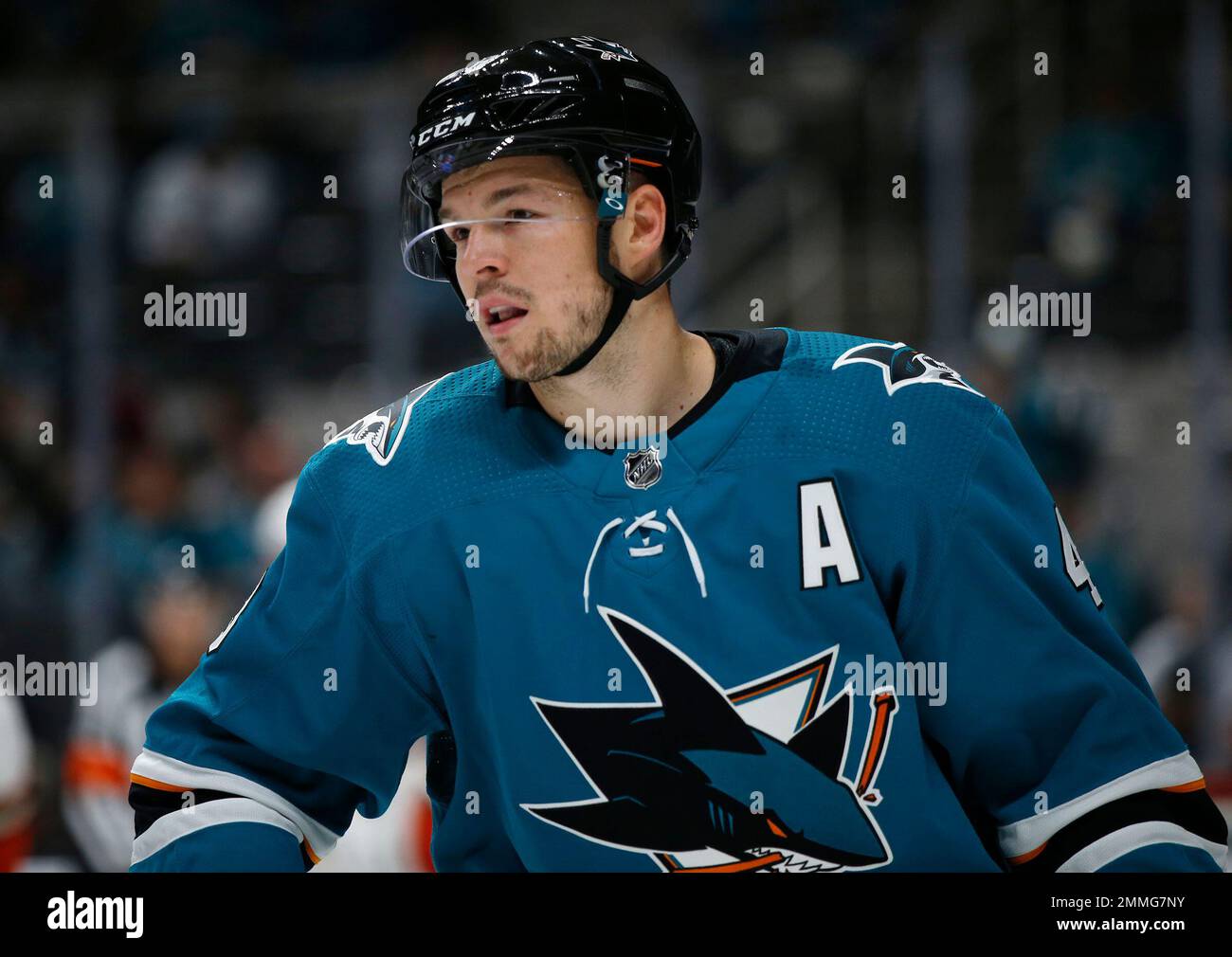 San Jose Sharks' Tomas Hertl (48) skates on the ice in the first period ...