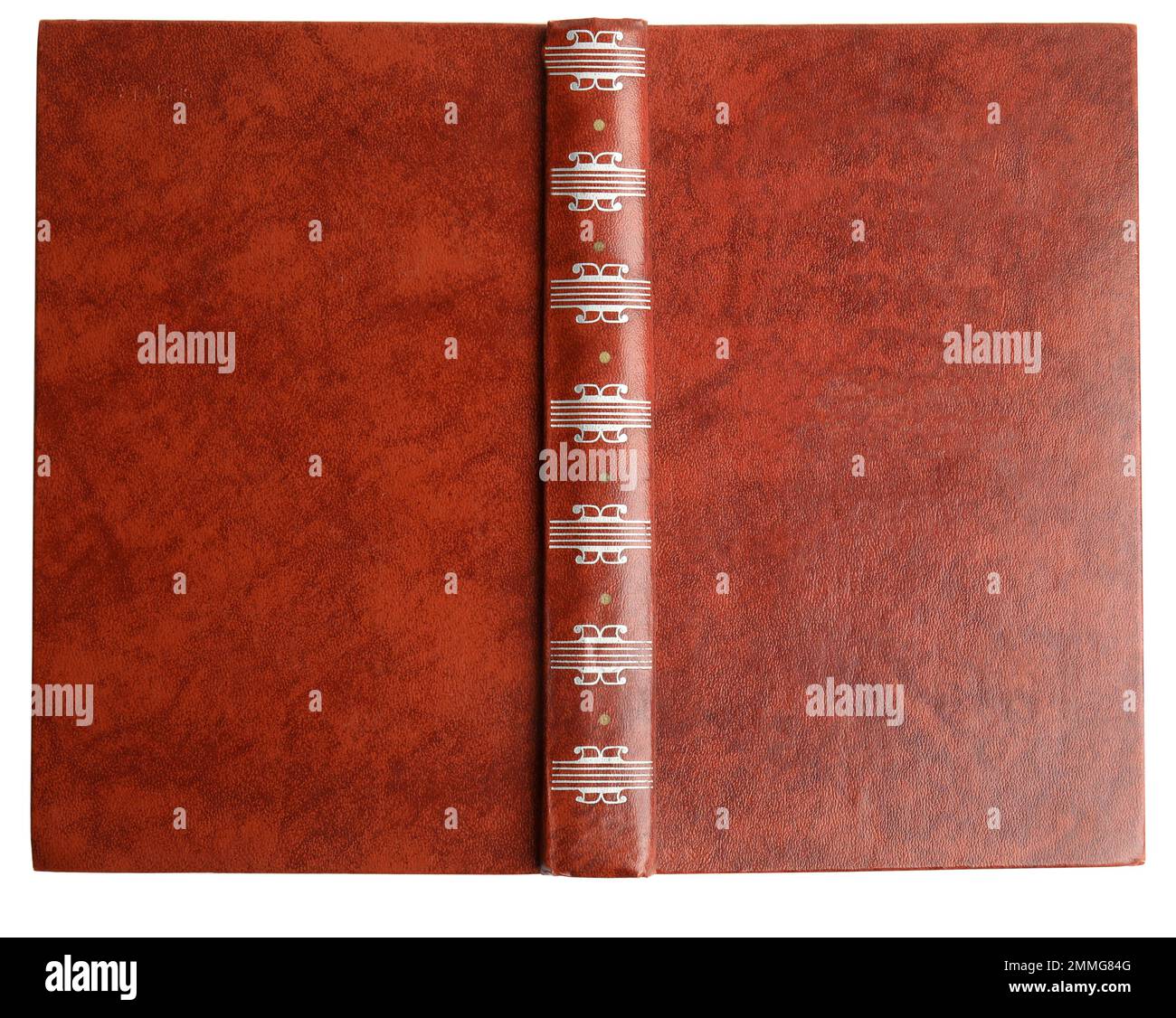 Open old book with vintage brown cover isolated on white, top view ...