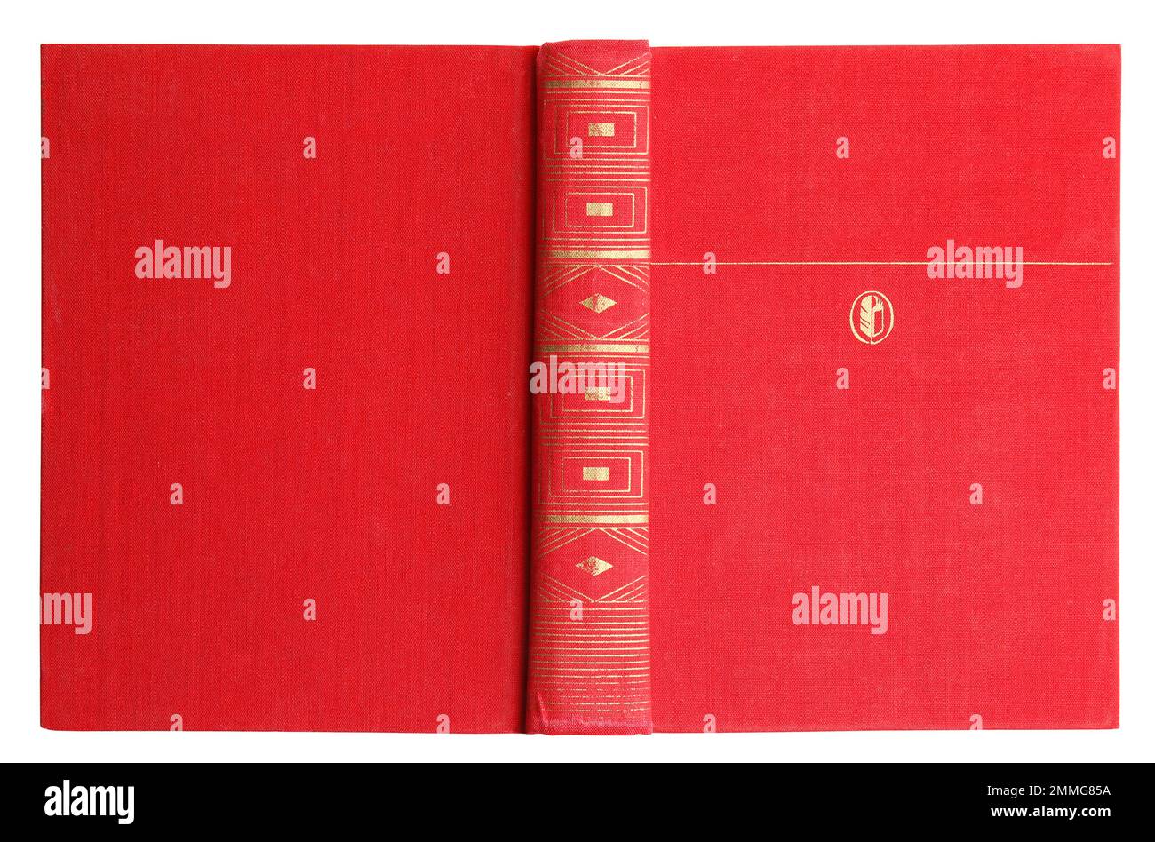 Open old book with vintage red cover isolated on white, top view Stock ...