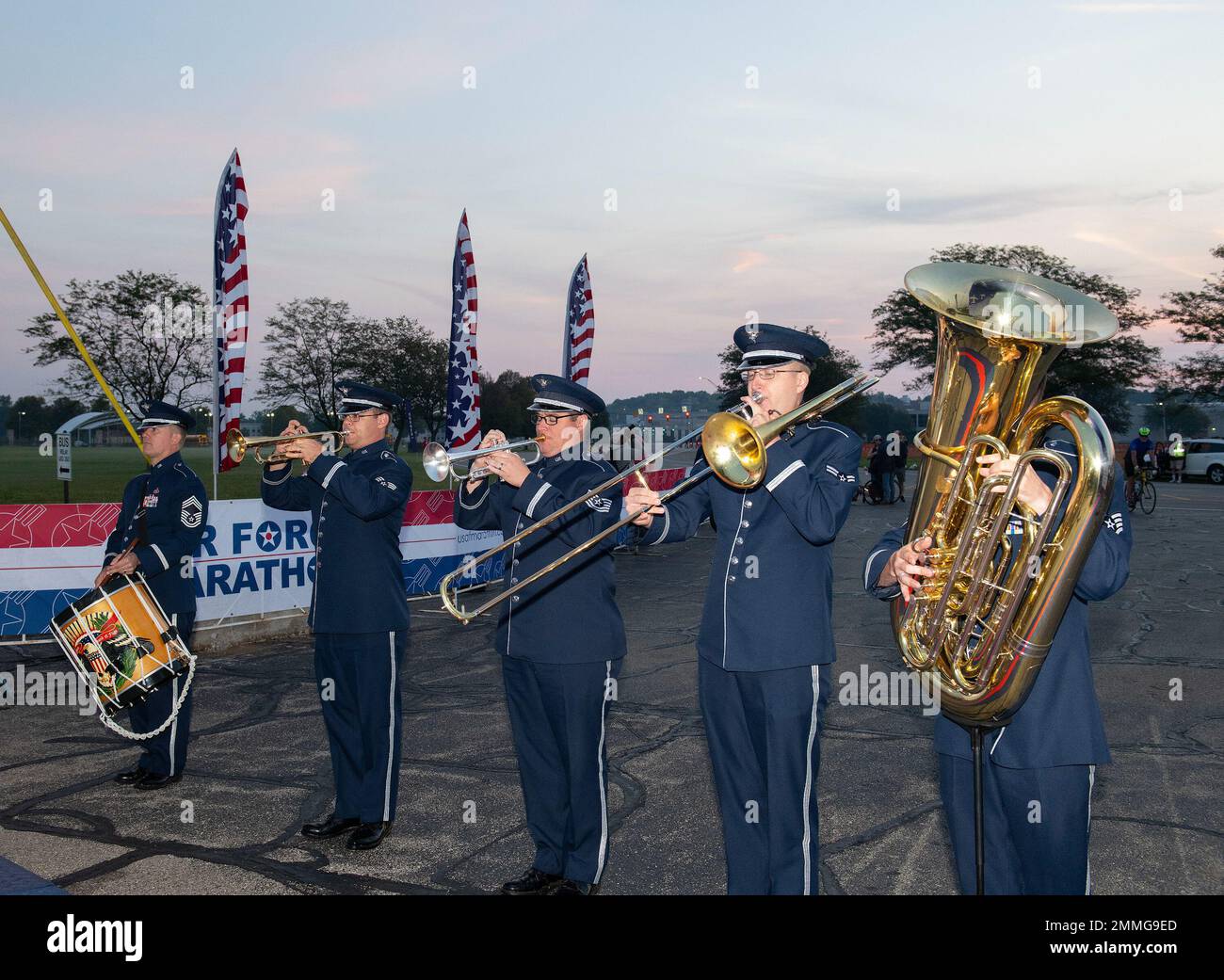 The U.S. Air Force Band of Flight plays “God Bless America” before the ...