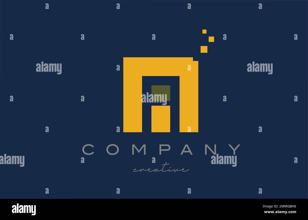 yellow dots M alphabet letter logo icon design. Template design for ...