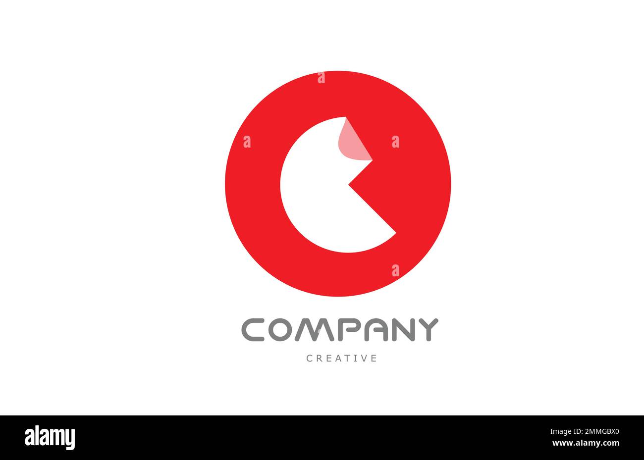 C geometric alphabet letter logo icon design with folded corner. Red ...