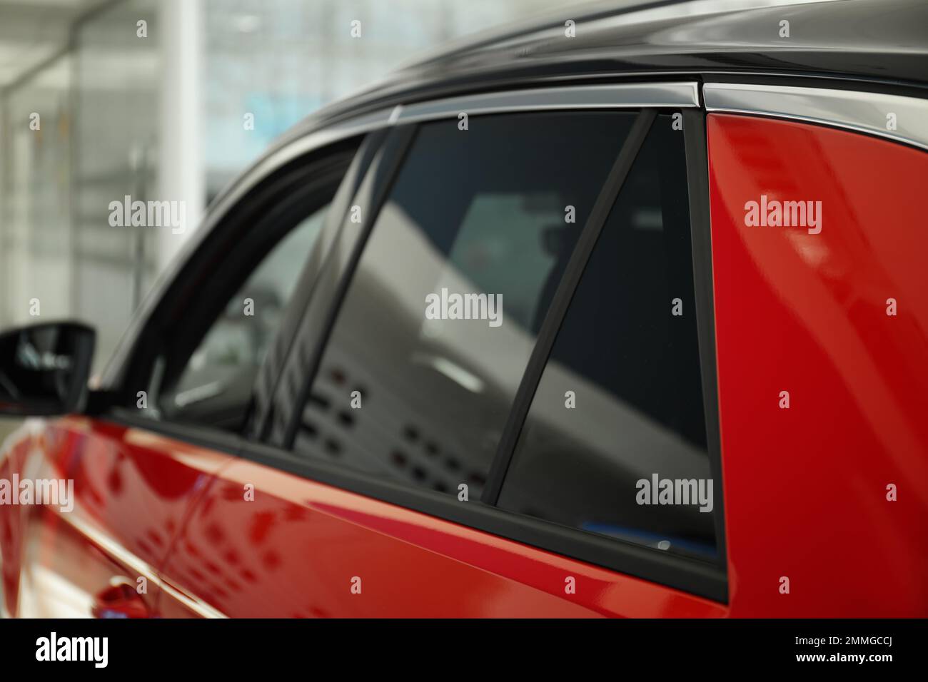 Modern car with tinting foil on window, closeup Stock Photo - Alamy
