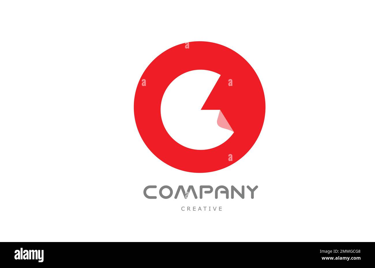 G geometric alphabet letter logo icon design with folded corner. Red ...