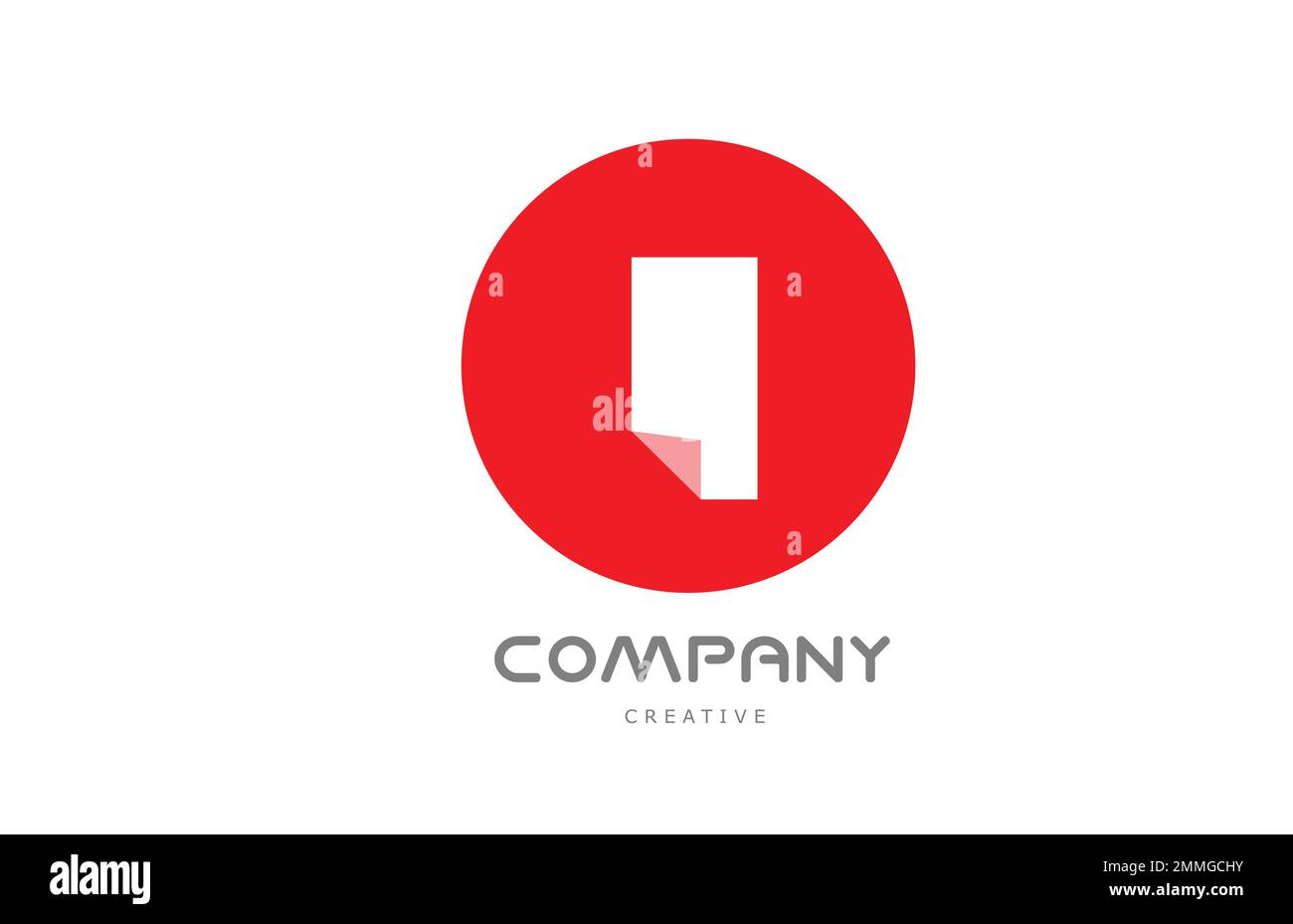 I geometric alphabet letter logo icon design with folded corner. Red ...