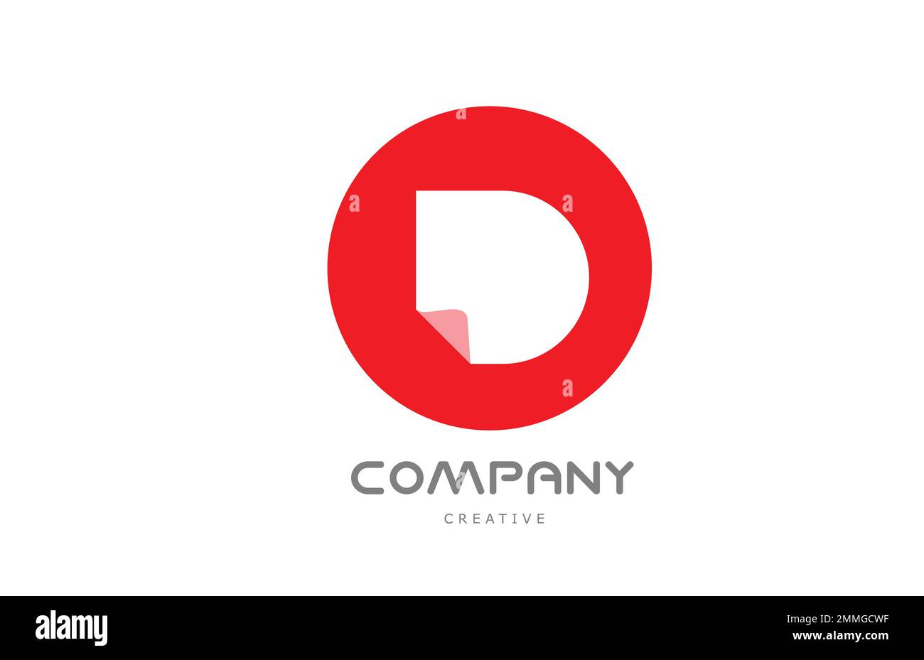 D geometric alphabet letter logo icon design with folded corner. Red ...
