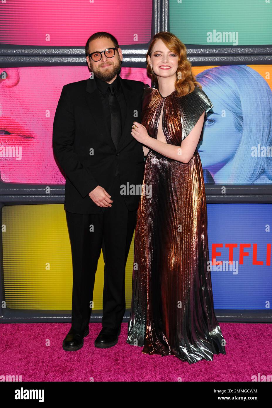 Jonah Hill, left, and Emma Stone attend Netflix's "Maniac" season one ...