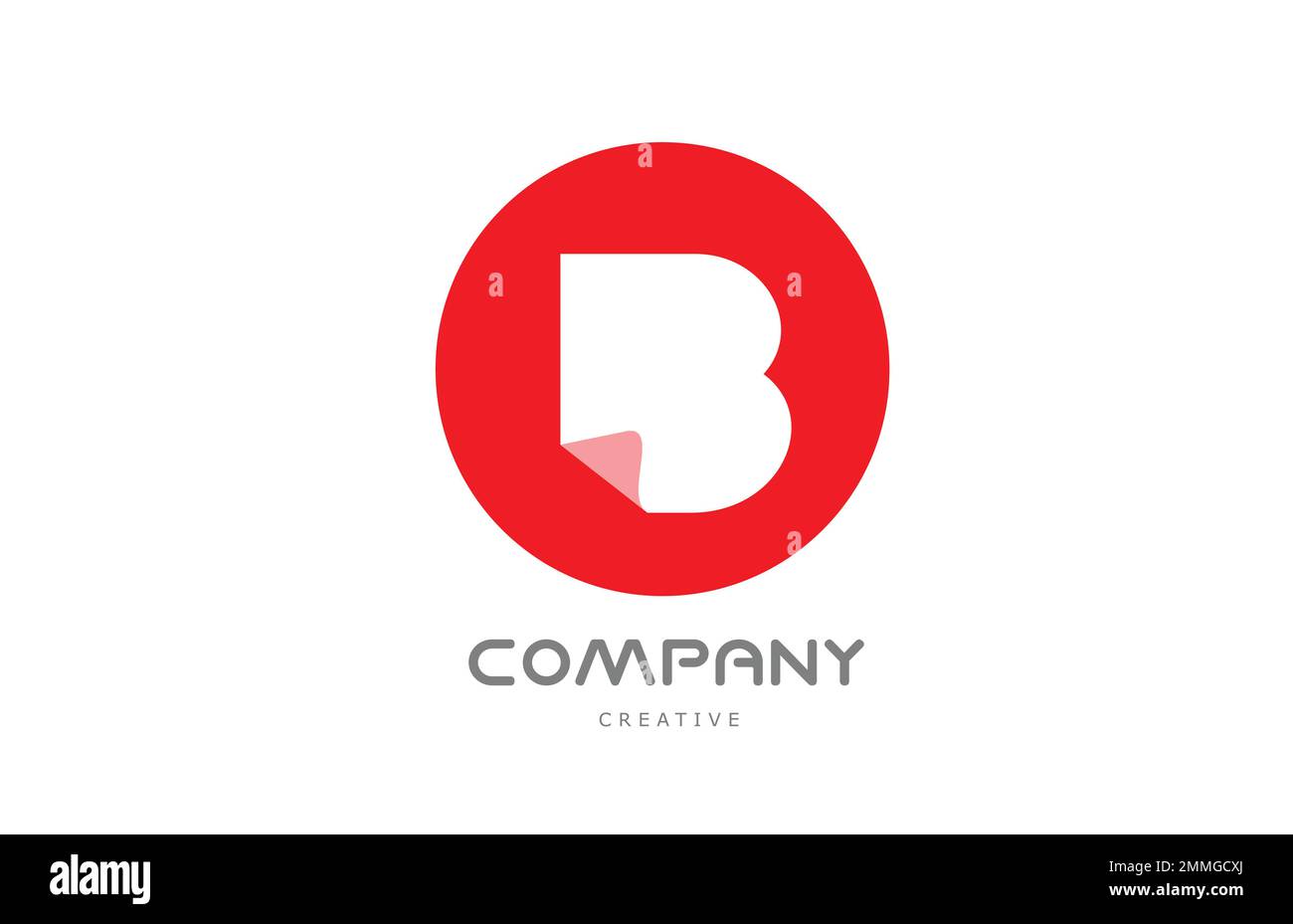 B geometric alphabet letter logo icon design with folded corner. Red ...