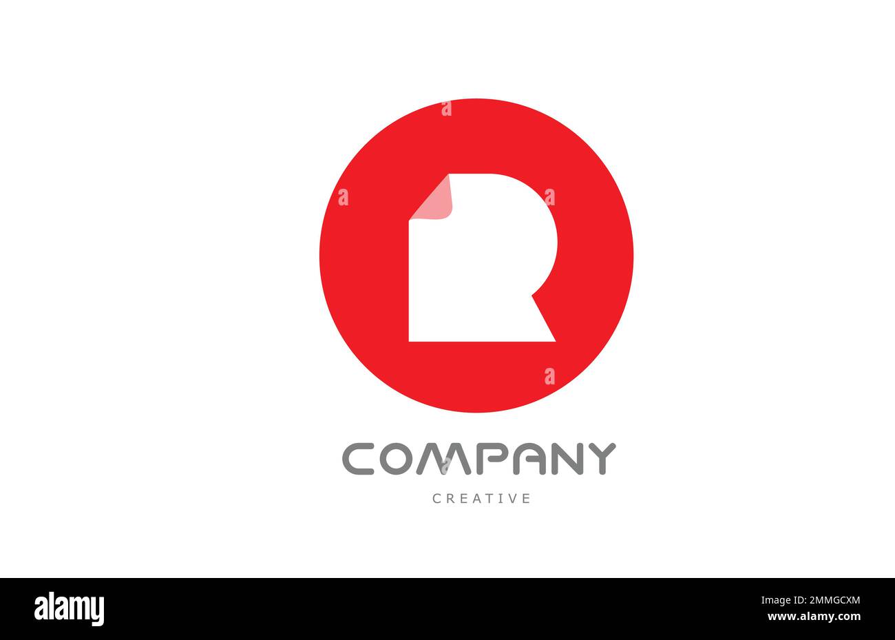 R geometric alphabet letter logo icon design with folded corner. Red ...