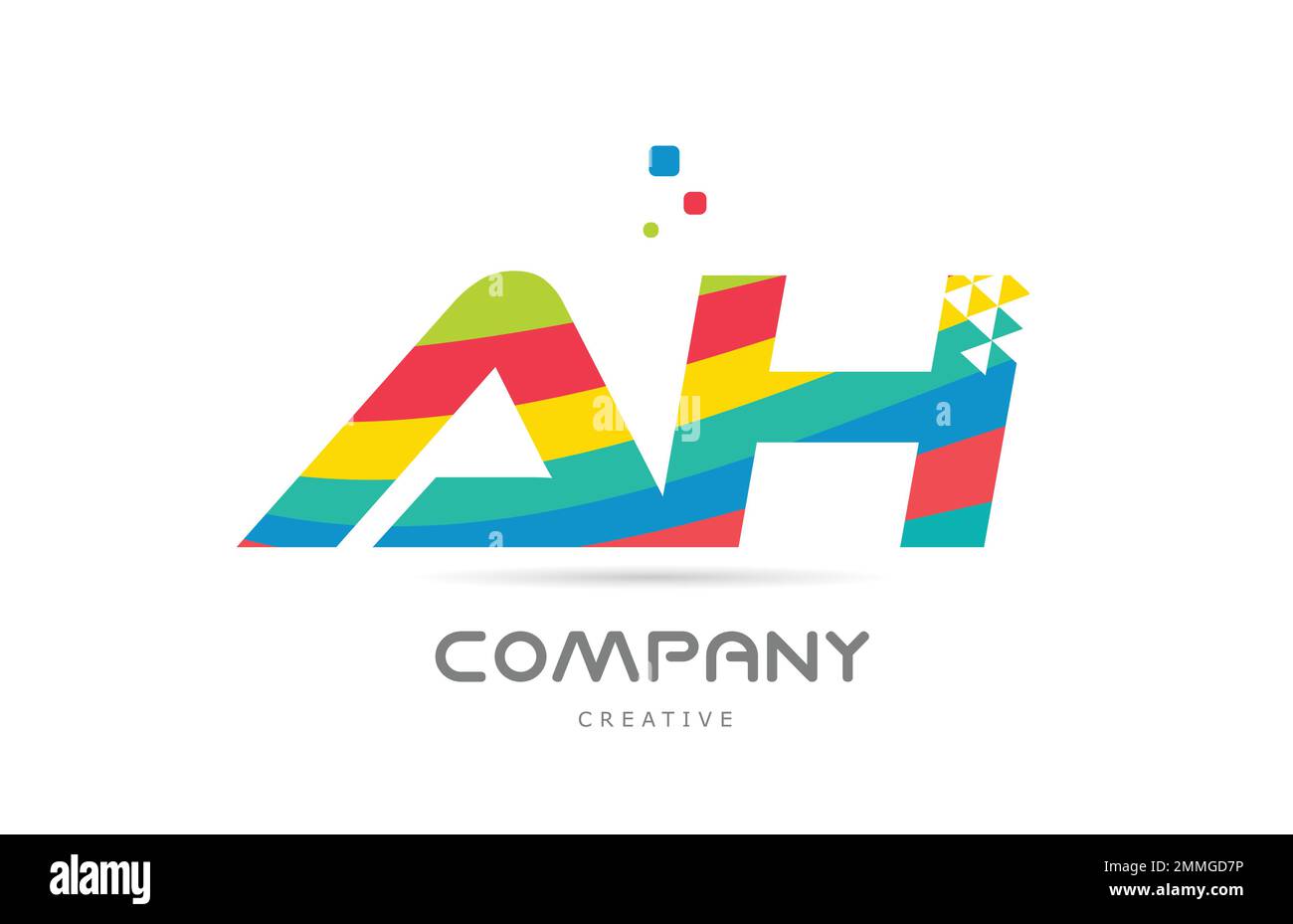AH colorful alphabet letter logo icon design combination. Colored ...