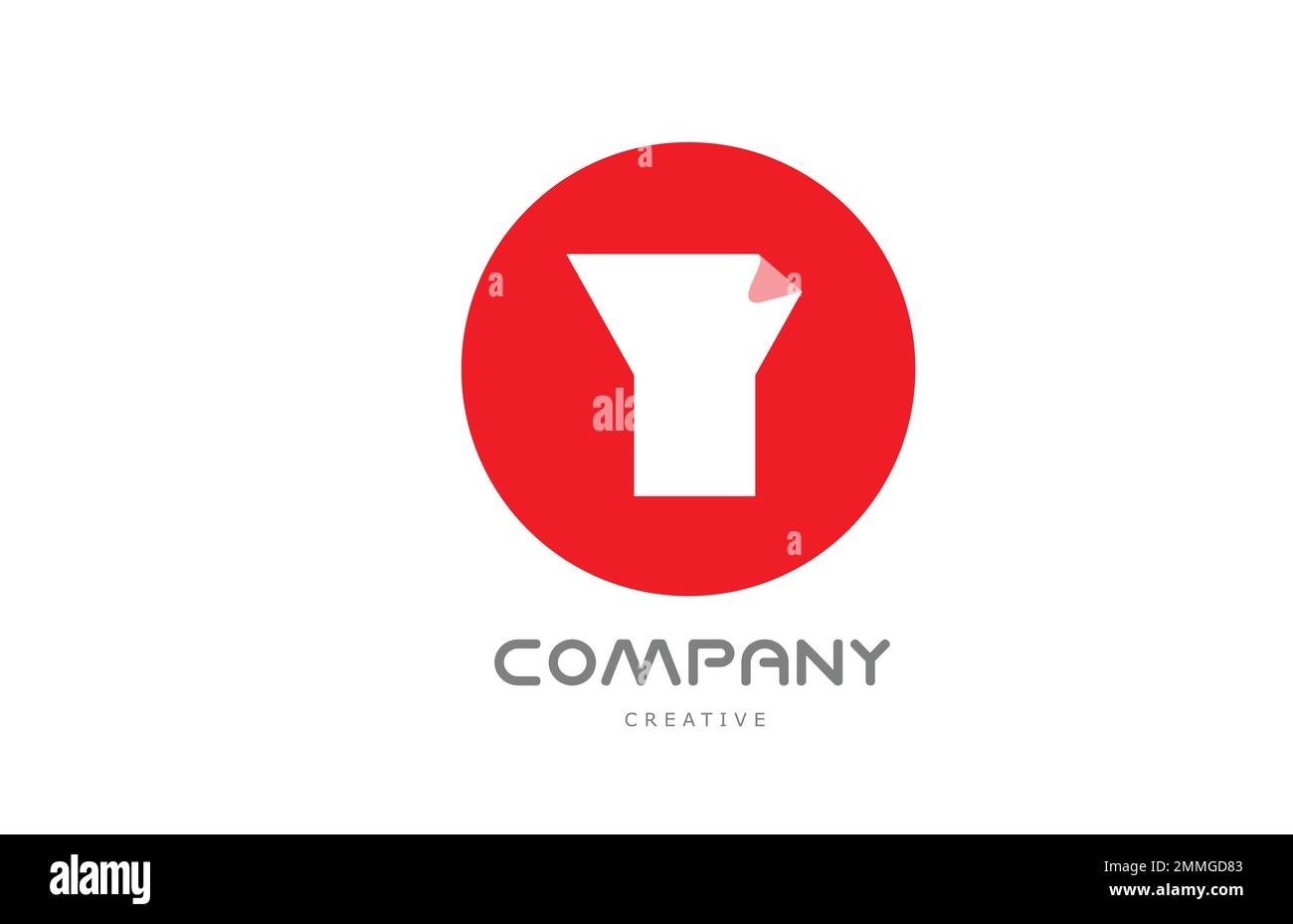 Y geometric alphabet letter logo icon design with folded corner. Red ...