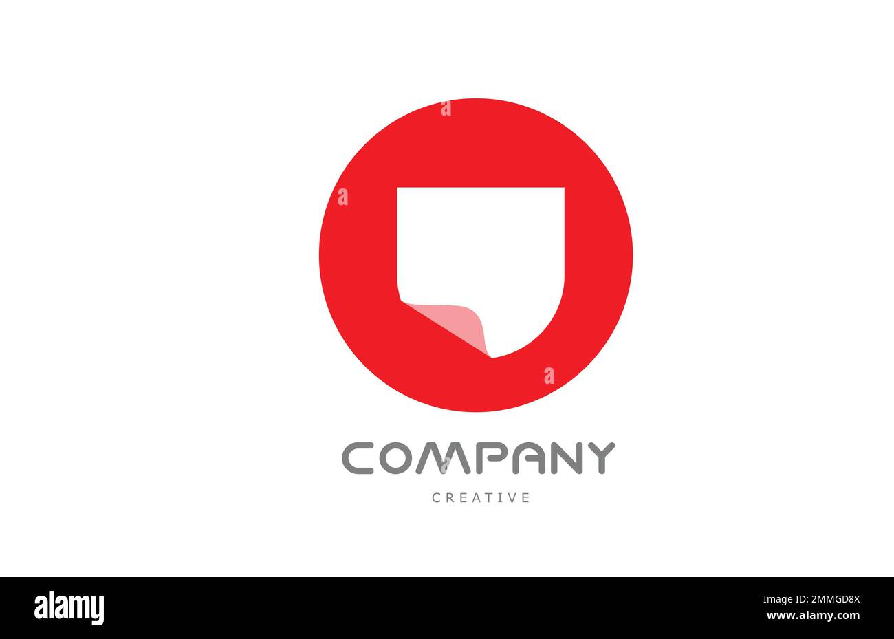 U geometric alphabet letter logo icon design with folded corner. Red ...