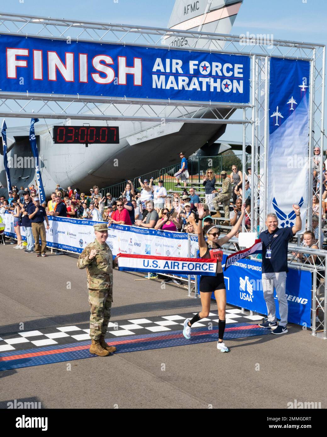 Gabby Bobadilla crosses the finish line of 2022 Air Force Marathon at ...
