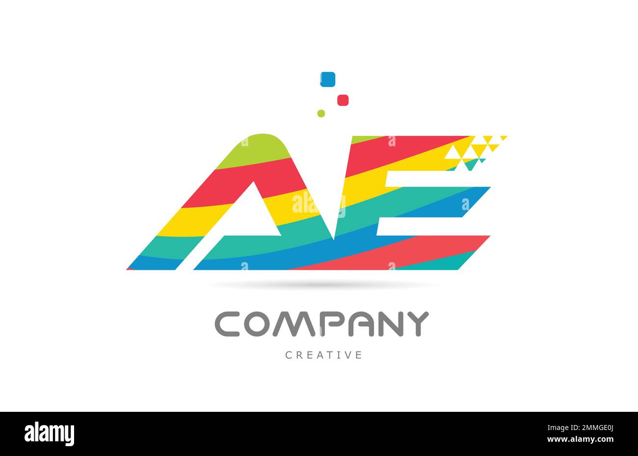 AE colorful alphabet letter logo icon design combination. Colored ...