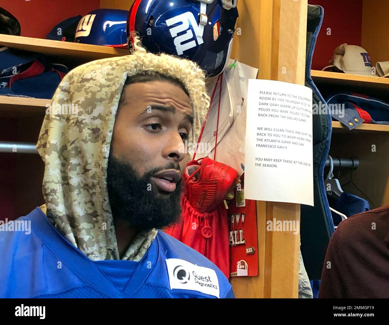 New York Giants wide receiver Odell Beckham Jr. speaks with reporters ...