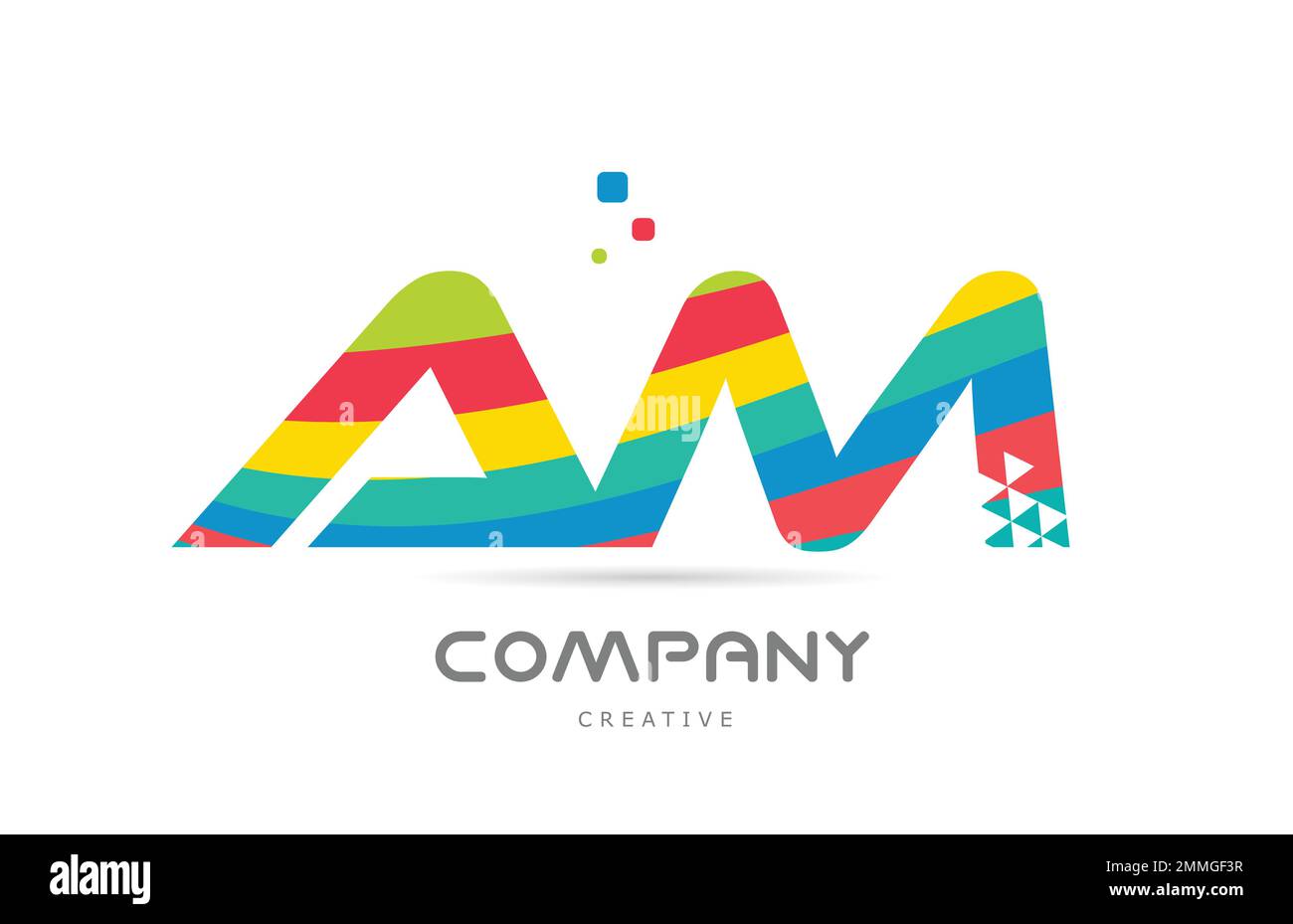 AM colorful alphabet letter logo icon design combination. Colored ...